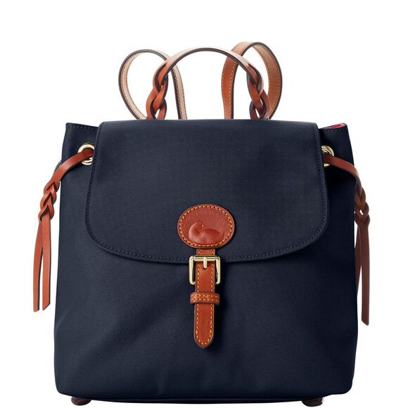 Dooney & Bourke | Bags | Dooney Bourke Nylon Flap Backpack Navy | Poshmark